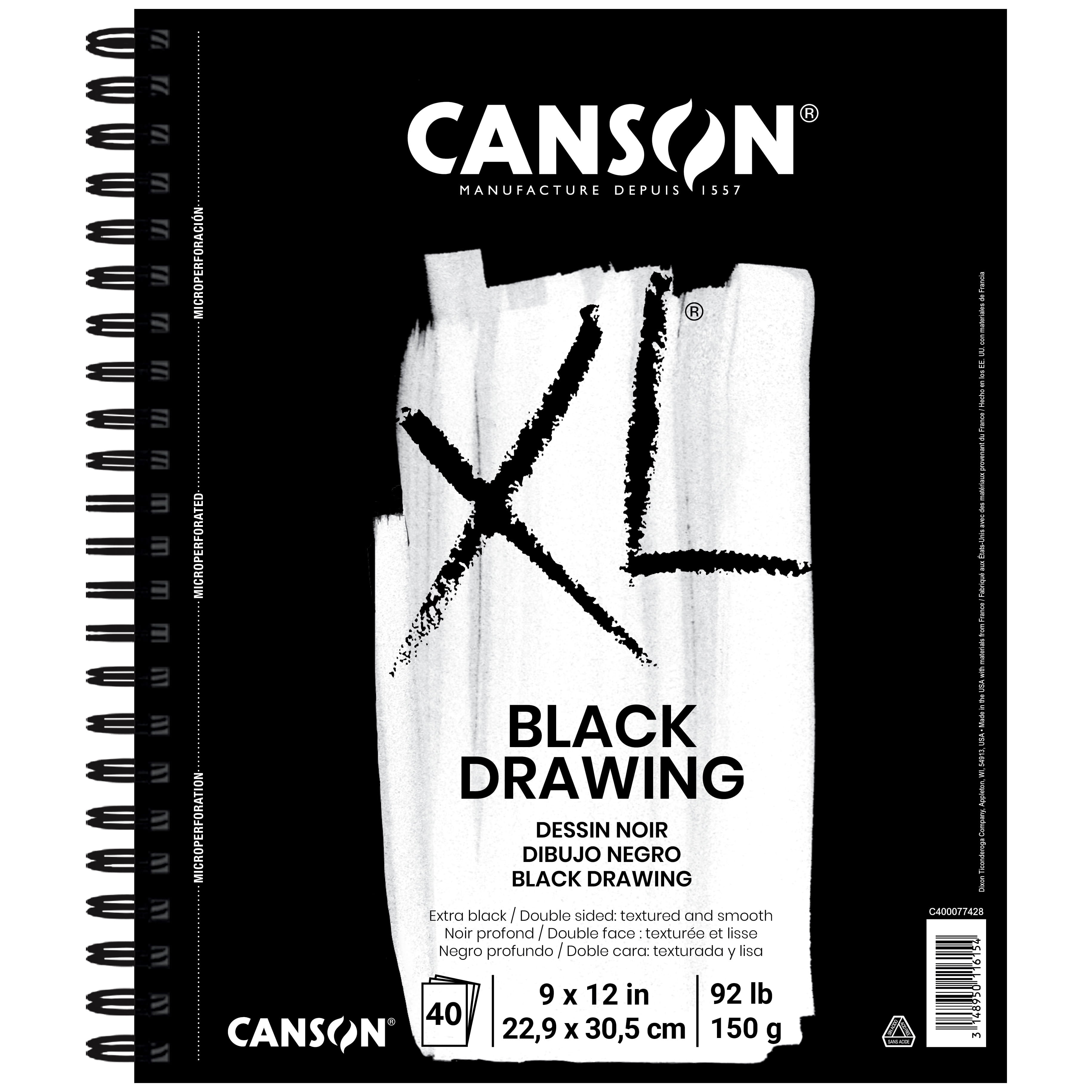 Canson XL Black Drawing Pad for Artwork, 9" x 12", 40 Sheets, 92 lb ...