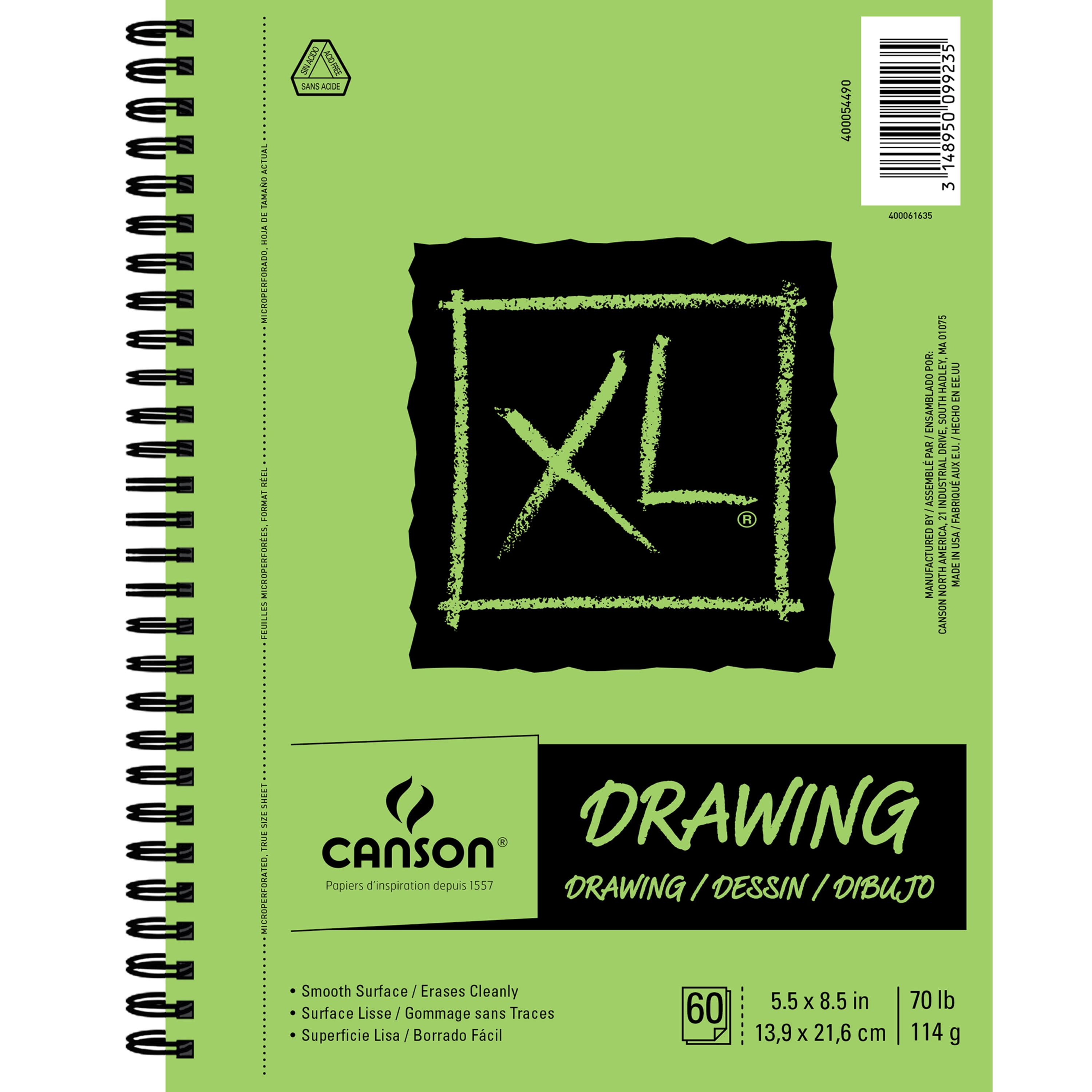 Canson XL Series Drawing Paper Pad, Side Wire Binding, (70lb/114g), 60 ...