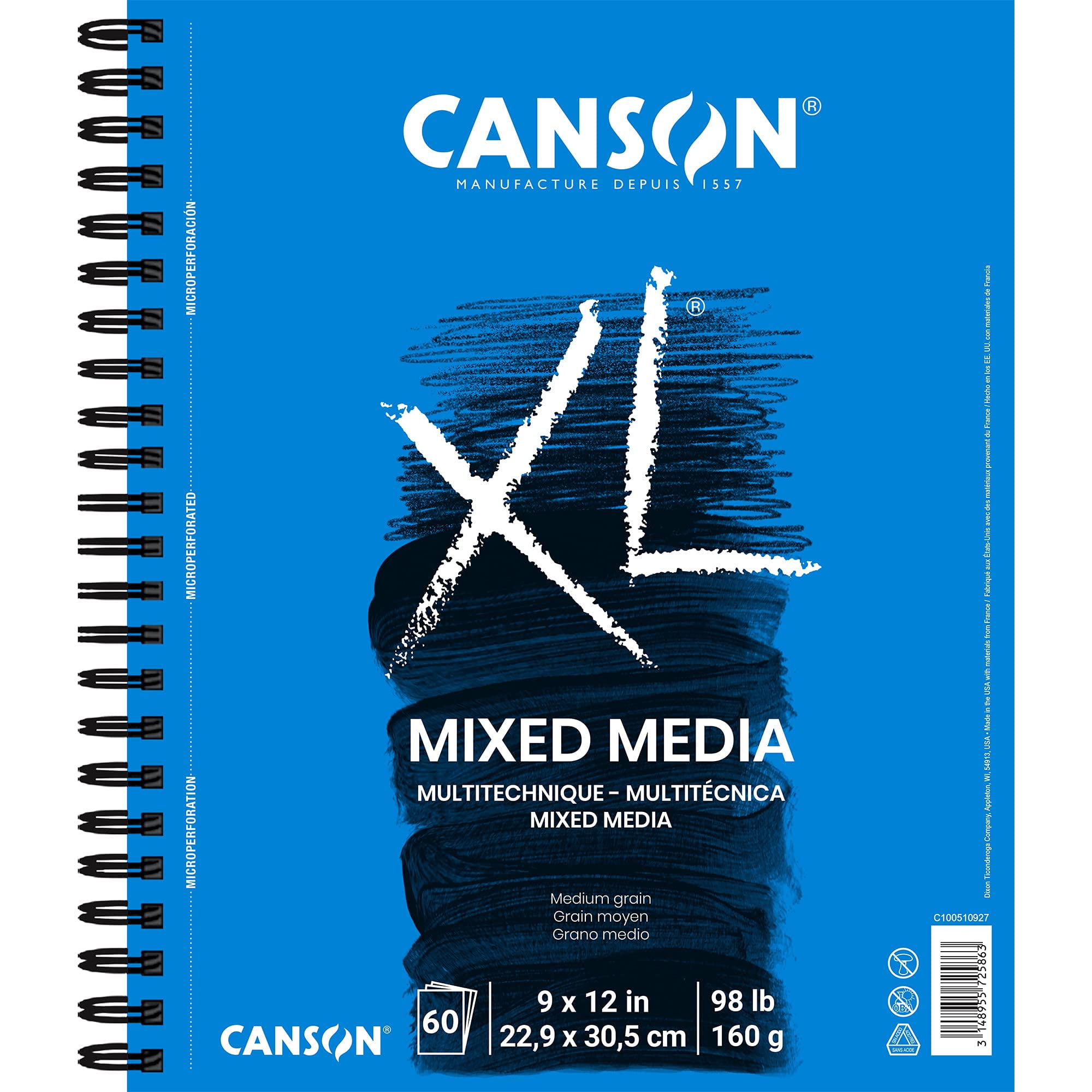 Canson XL Series Mixed JKF25 Media Pad, Side Wire, 9x12 inches, 60 ...