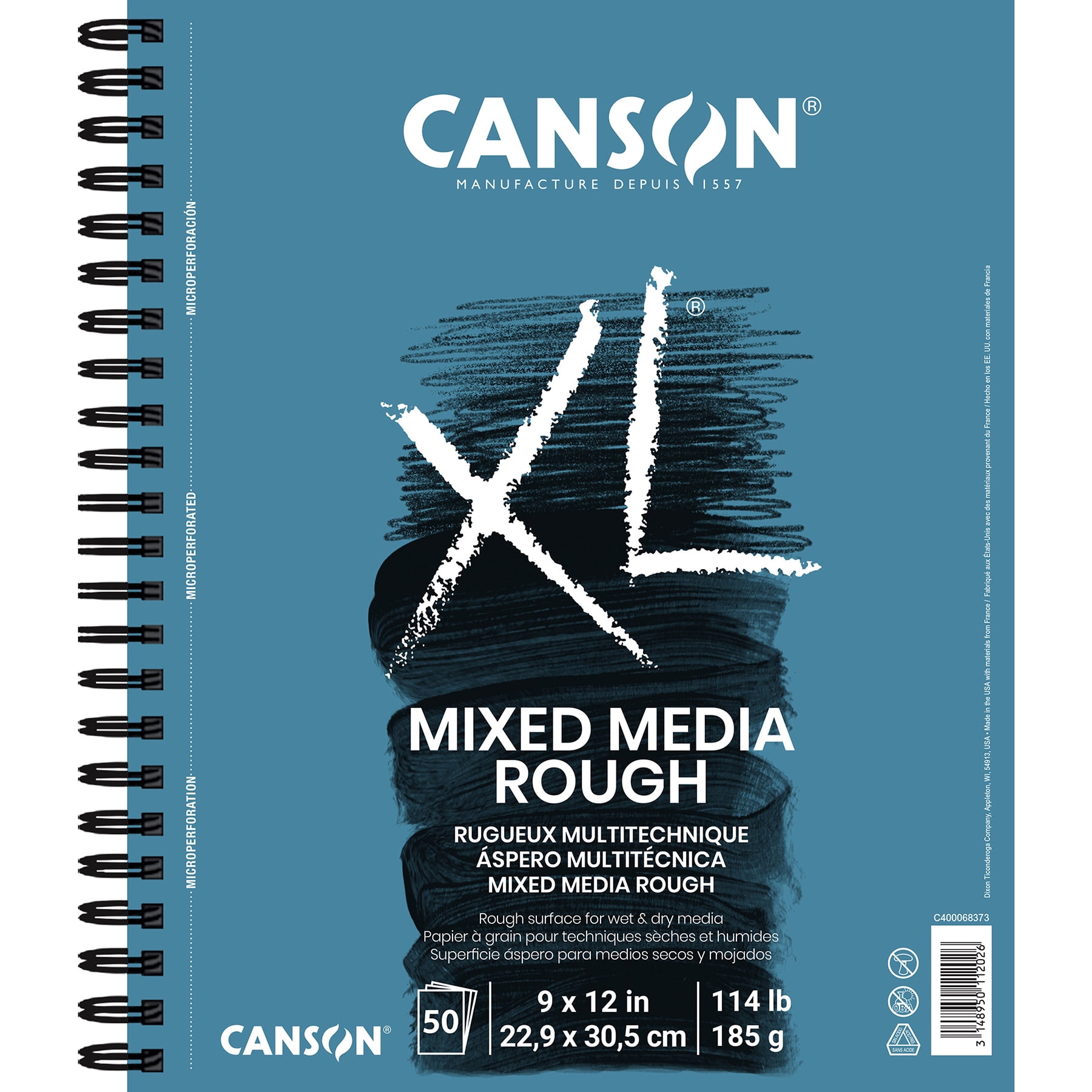 Canson XL Series Mixed Media Paper Pad, Rough, Wire Binding, (114lb ...