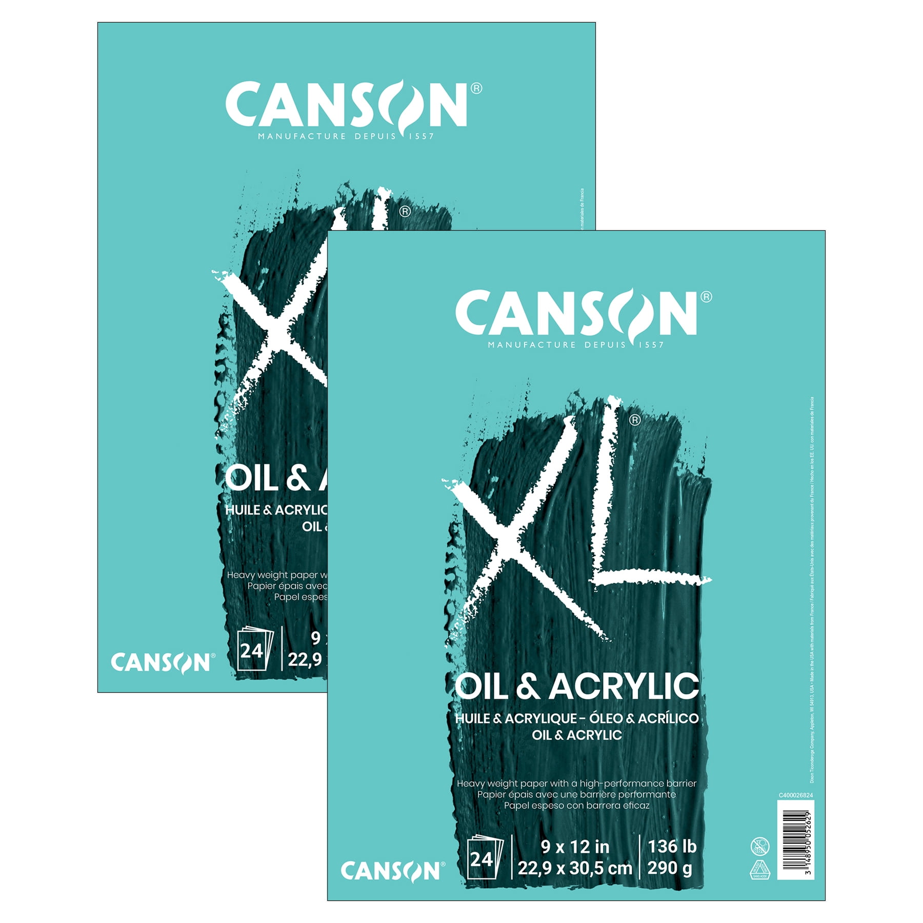 Canson XL Series Oil & Acrylic Pad, Foldover Binding, 24 Sheet, 9x12 ...