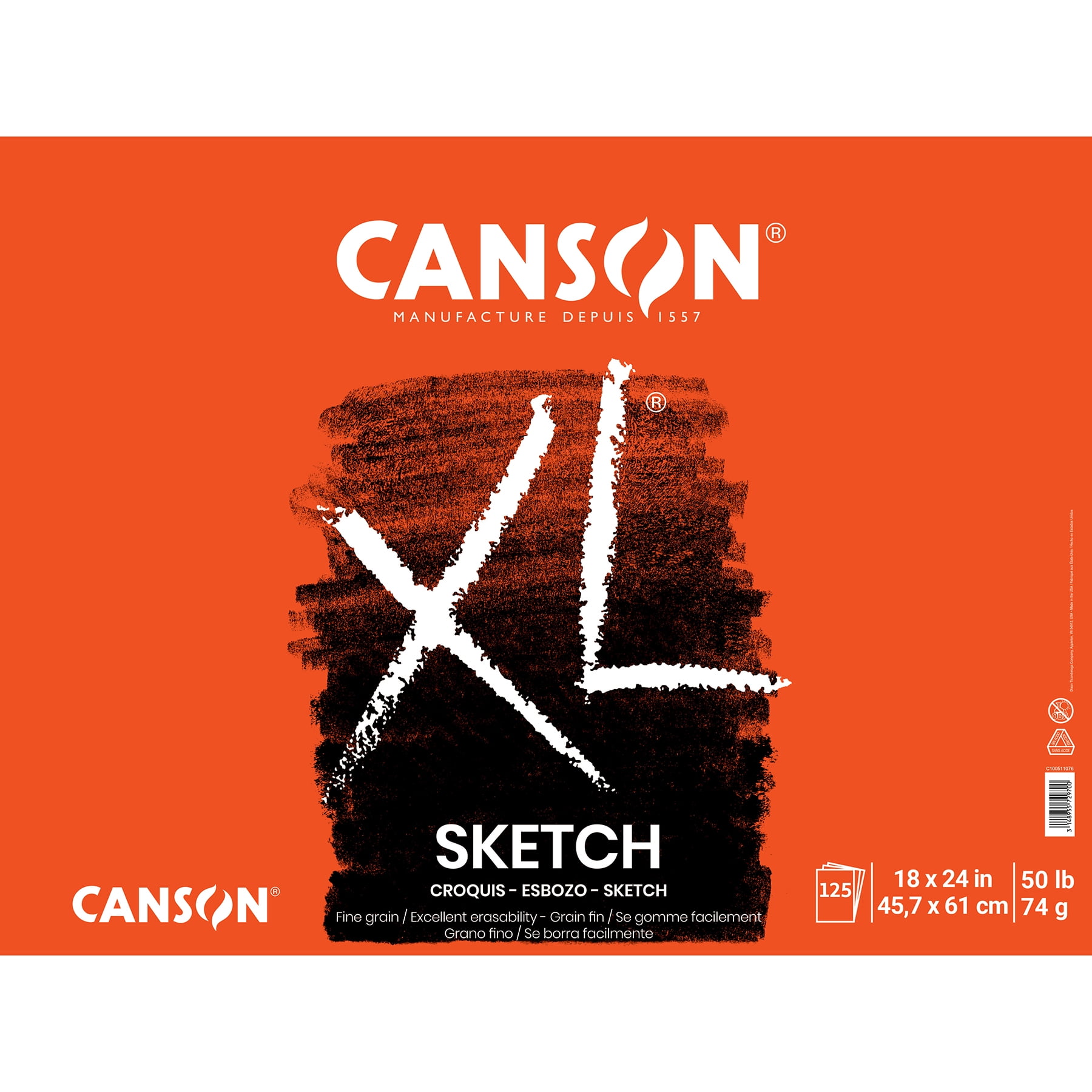 Canson XL Sketch Pad, 18 in x 24 in, 125 Sheets/Pad - Walmart.com