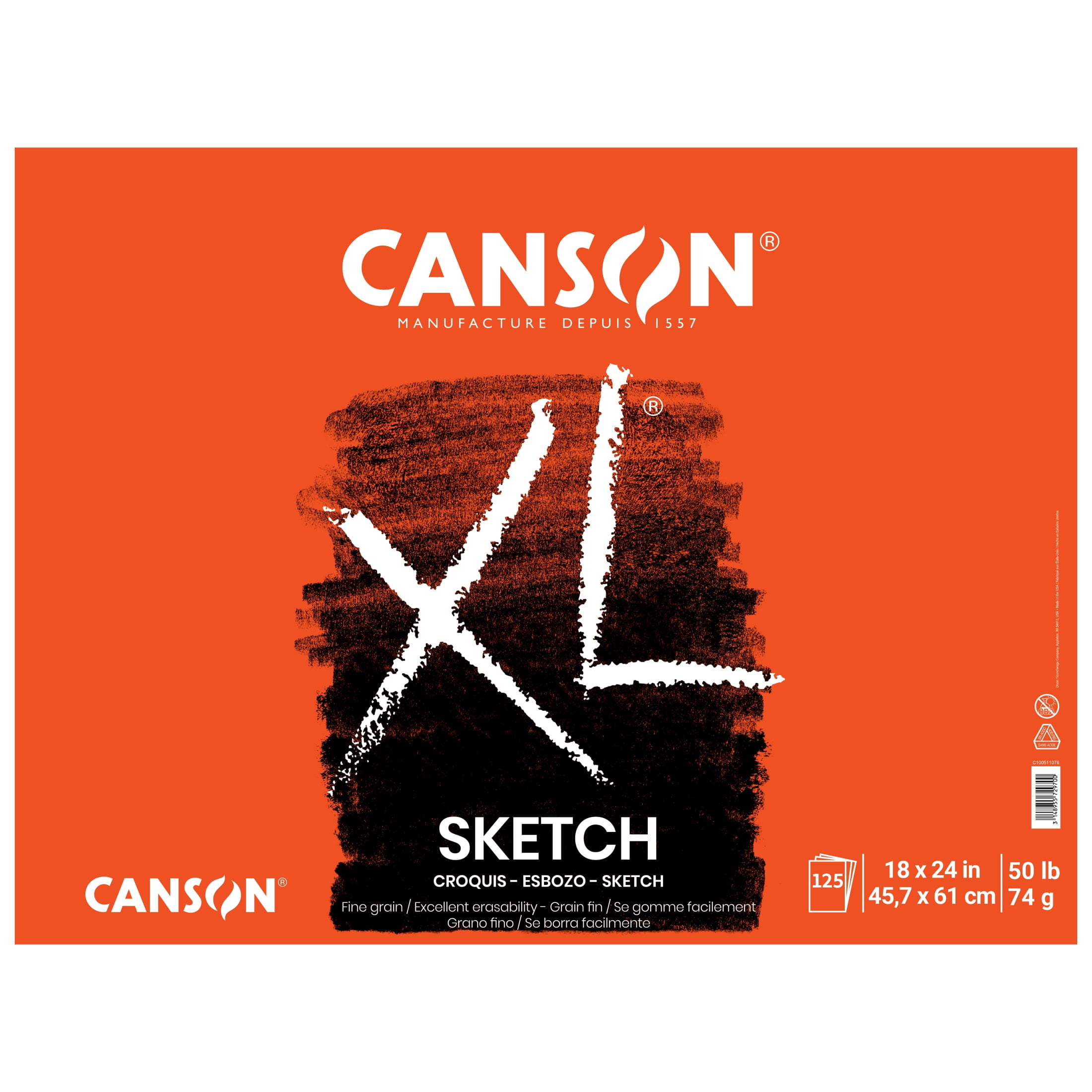 Canson XL Sketch Pad, 18 in x 24 in, 125 Sheets/Pad - Walmart.com