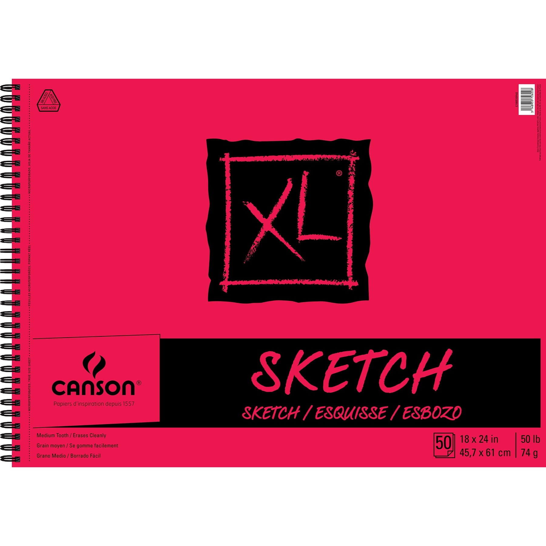 Canson XL Sketch Pad, 18 in x 24 in, 50 Sheet/Pad - Walmart.com