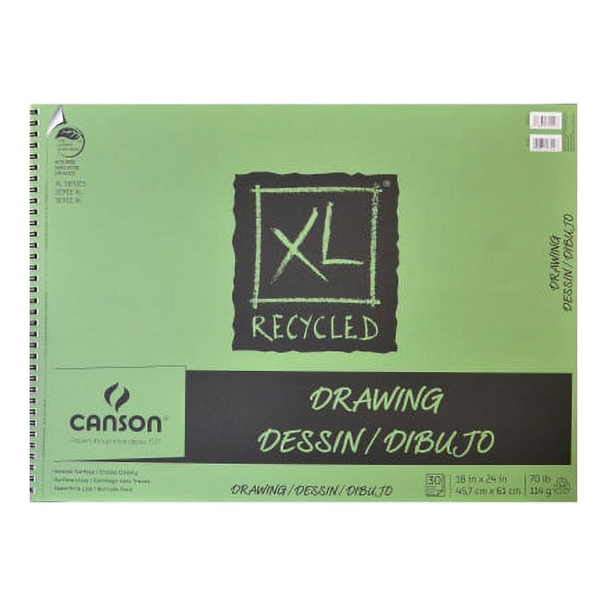 Canson Xl Recycled Drawing Pads 18 In. X 24 In. Pad Of 30 Sheets Wire ...
