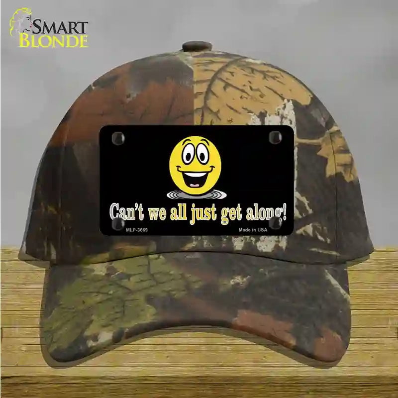 Cant We All Get Along Novelty License Plate Hat Cotton Camoflauge ...