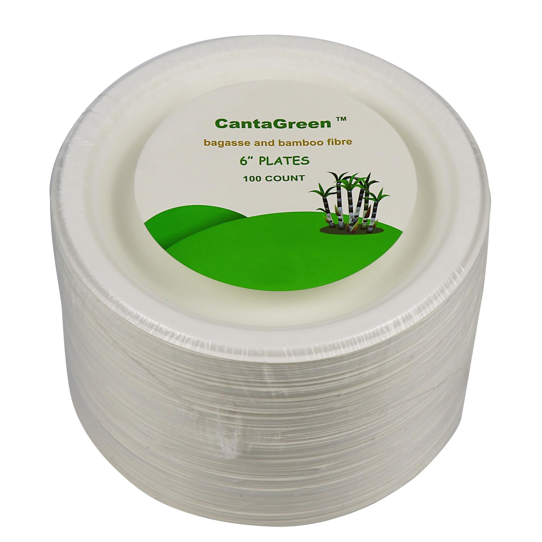 CantaGreen 6 inch Small Compostable Dessert AFN1Plates,100 Count ...
