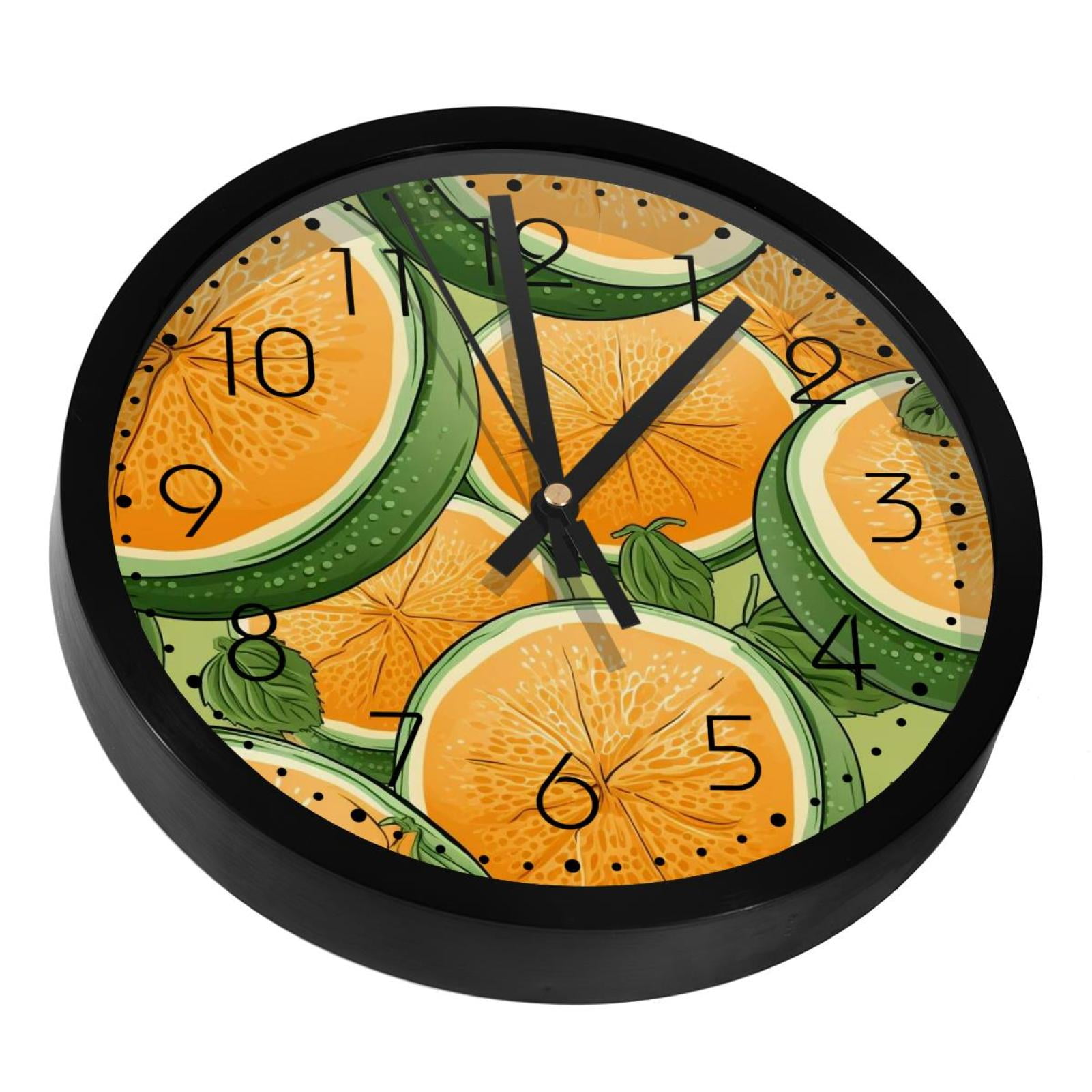 Cantaloupe Fruit Silent Wall Clock, Non Ticking Battery Operated 9.8 ...