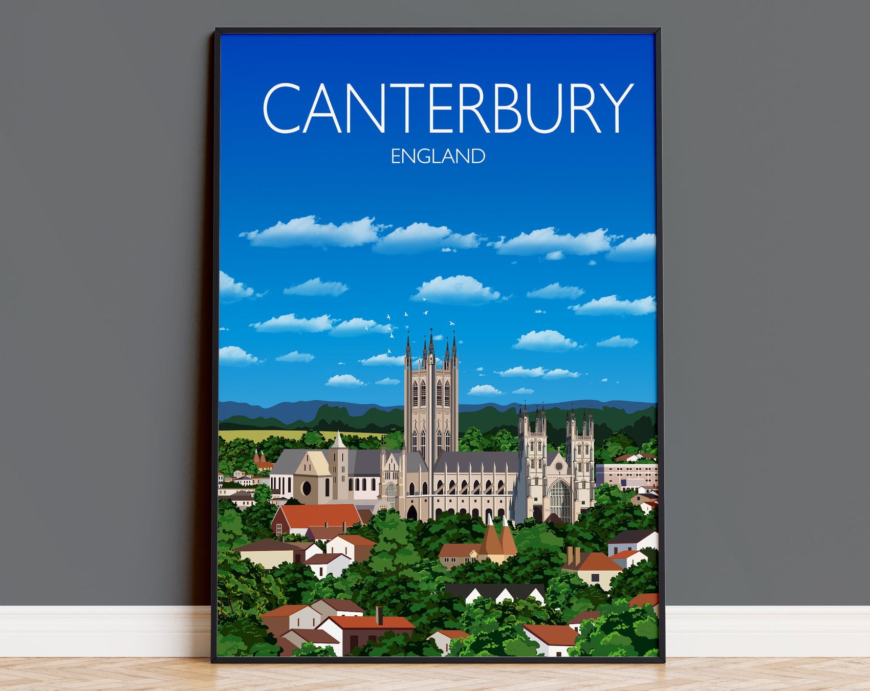 Canterbury Travel Print, Canterbury Poster, Canterbury, England, UK ...