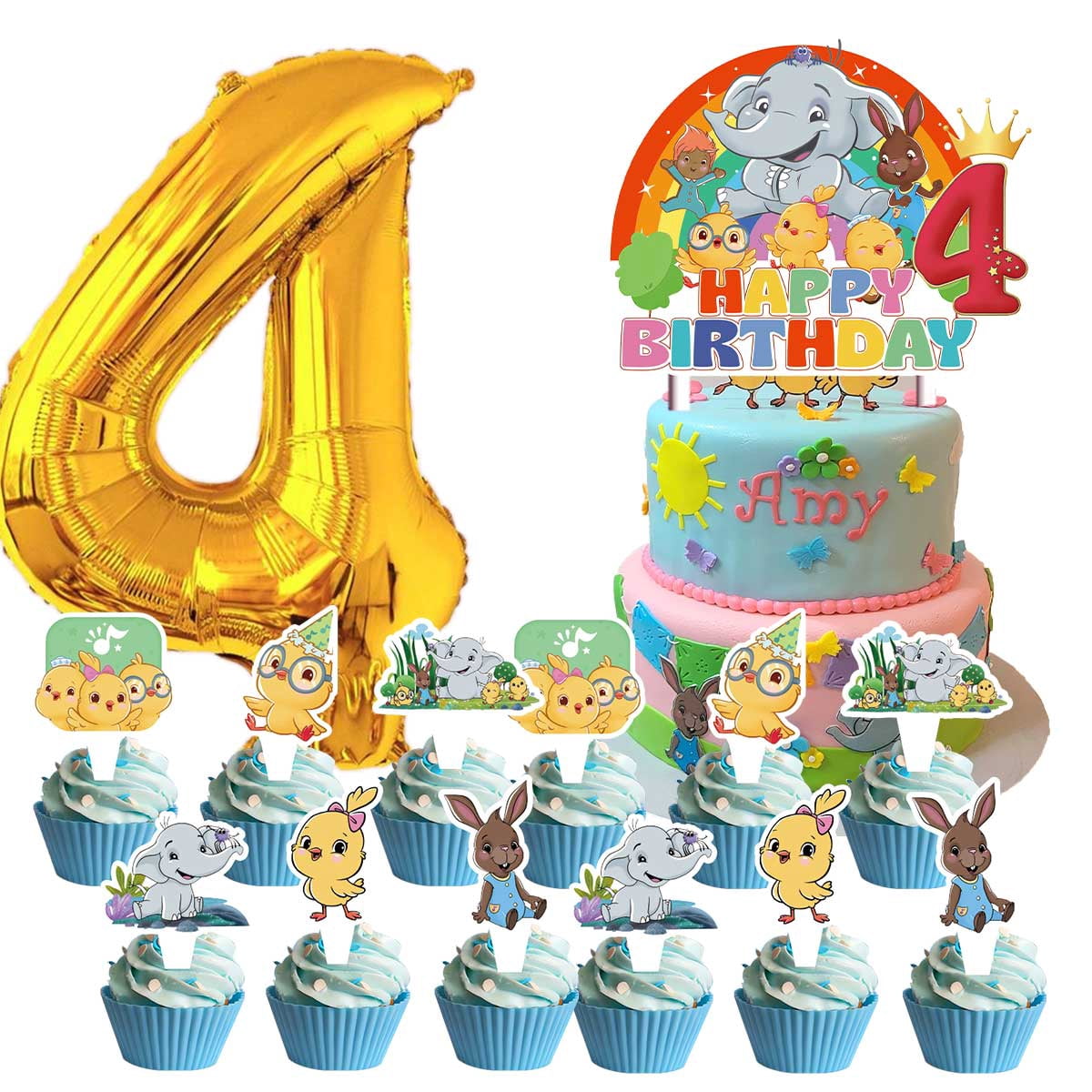 Canticos 4th Party Supplies Decoration Cake Topper Cupcake Big Number ...
