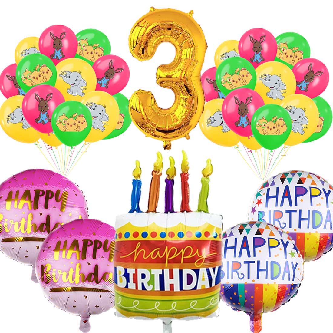 Canticos Balloons Party Supplies 3rd Big Number Decorations Decor Kit ...