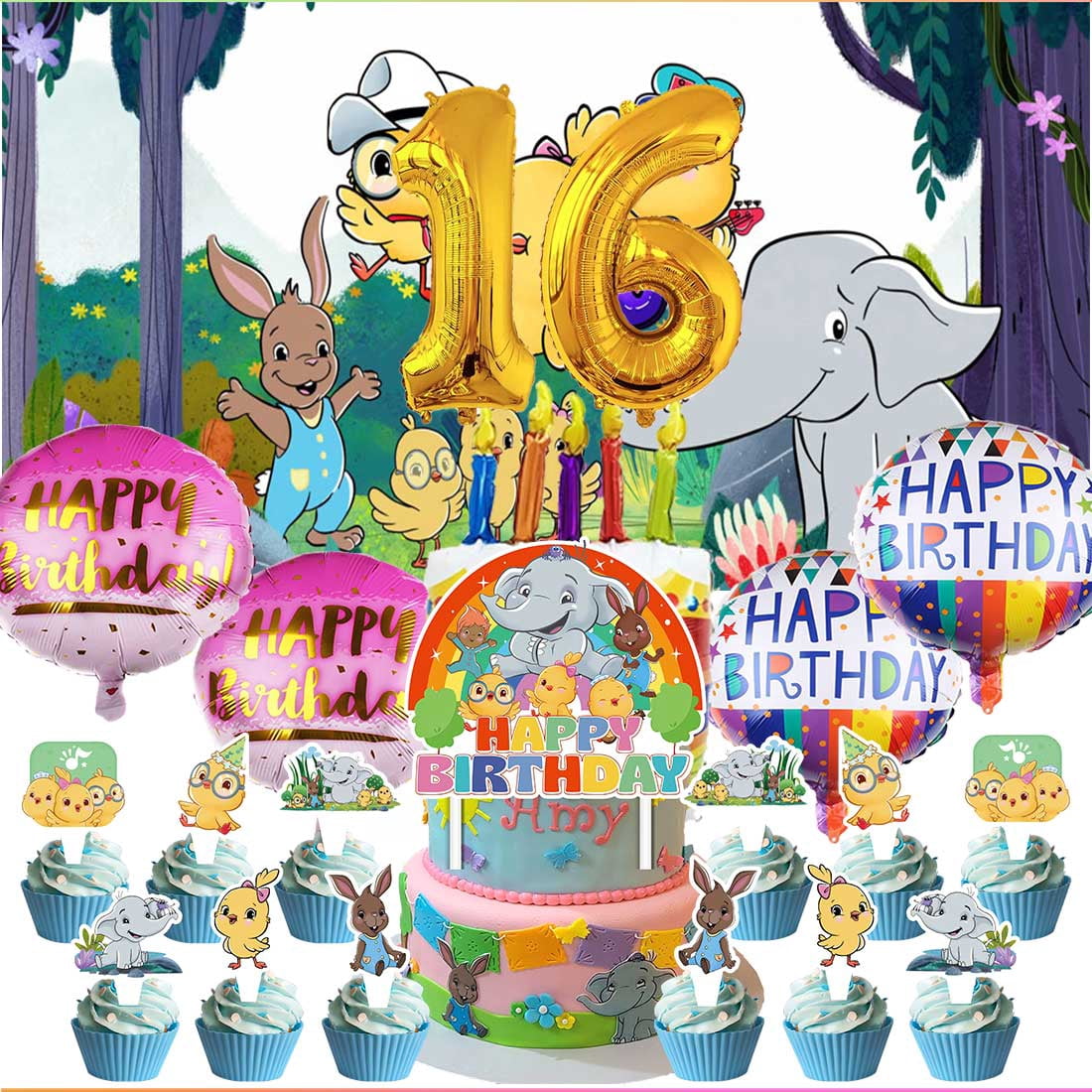 Canticos Party Supplies Decor 16th Kit Balloons Birthday Cake Topper ...