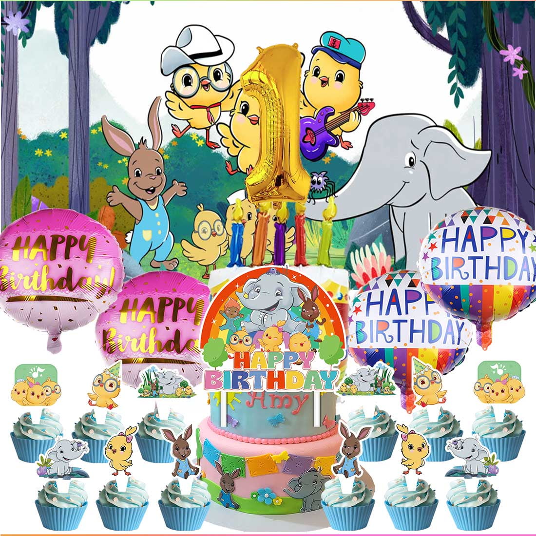 Canticos Party Supplies Decor 1st Kit Balloons Birthday Cake Topper ...