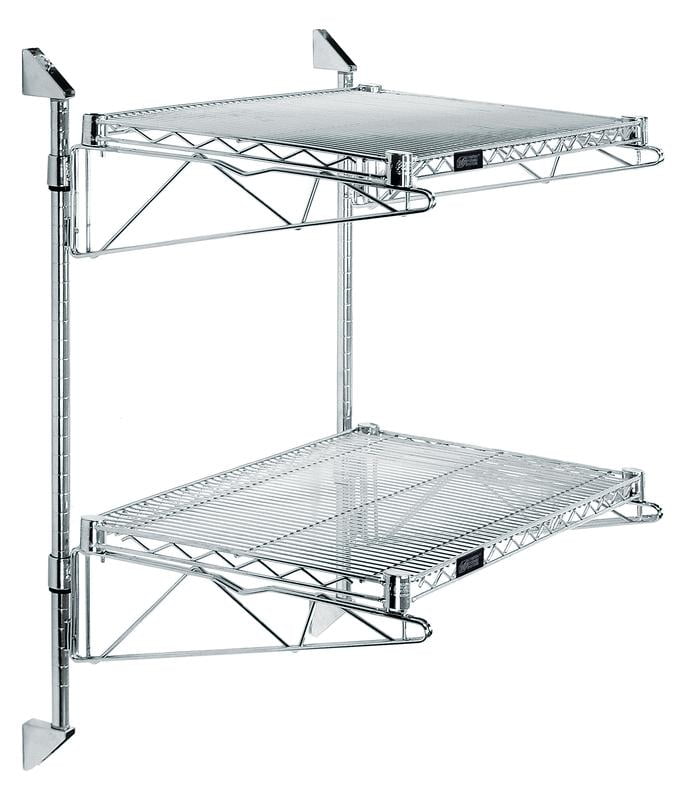 Cantilever Double Shelf Post Wall Mount, (2) 36"W x 12"D shelves, (2 ...