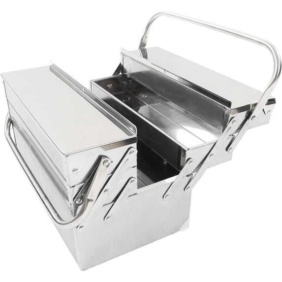 Cantilever Tool Box - Portable Metal Organizer With 3 Level Fold Out ...