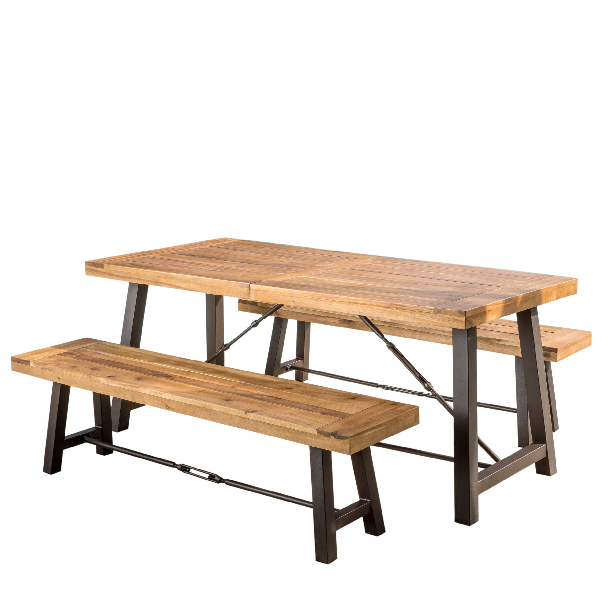 Canton Acacia Wood 3-Piece Picnic Table, Teak Finish - Walmart.com