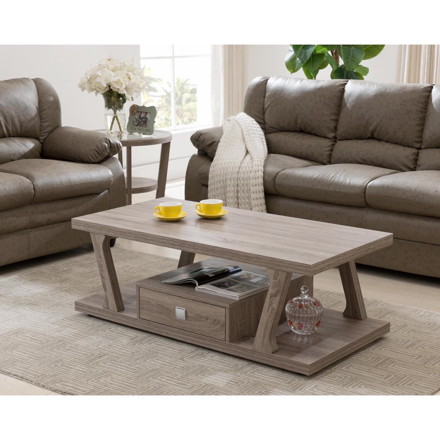 Canton Single Drawer Dual Shelf Coffee Table - Walmart.com