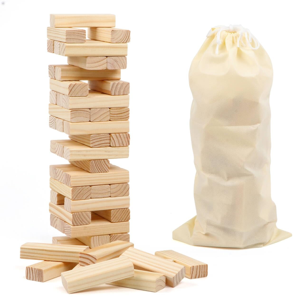 Canuan 54PCS Classic Block RRF12 Stacking Board Game Wooden Blocks ...