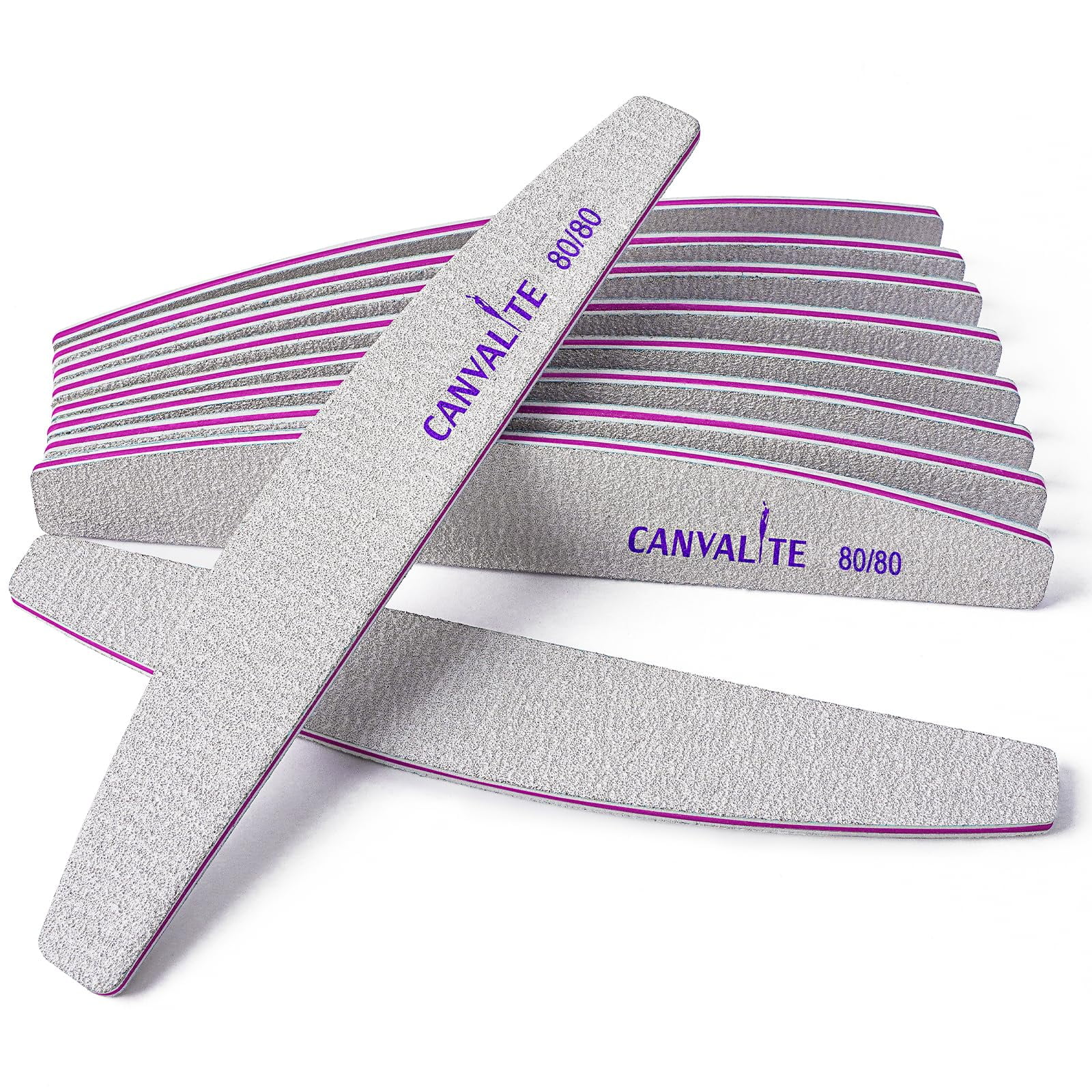 Canvalite 10pcs 80/80 Grit Nail Files for Acrylic Nails Emery Board ...