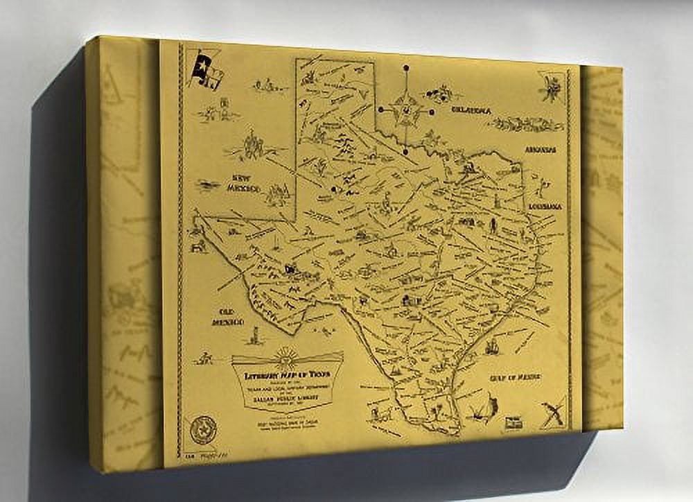 Canvas 16x24; Literary Map Of Texas 1955 - Walmart.com
