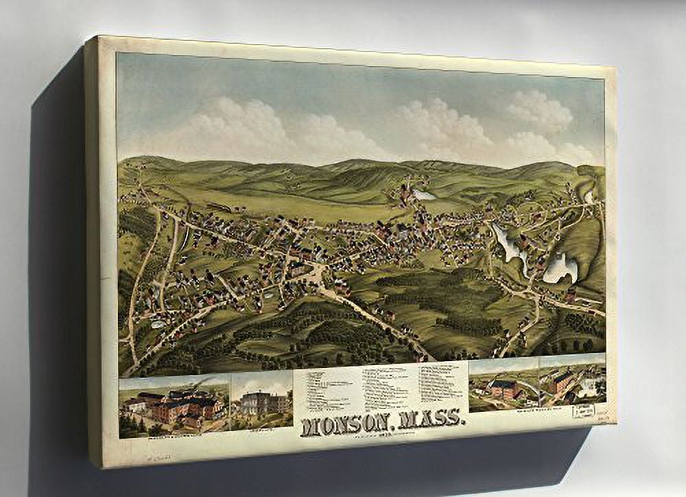 Canvas 16x24; Map Of Monson, Massachusetts 1879 - Walmart.com