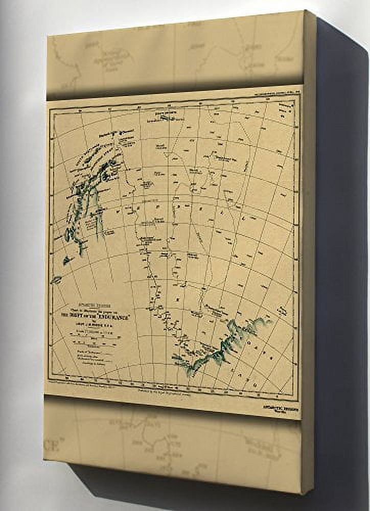 Canvas 24x36; Map Ernest Shackletons Endurance 1918 Antarctica ...