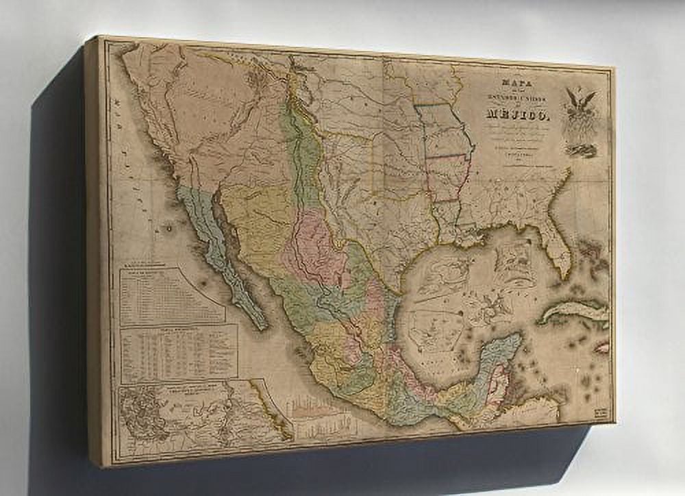 Canvas 24x36; Map Of Mexico 1847 In Spanish - Walmart.com