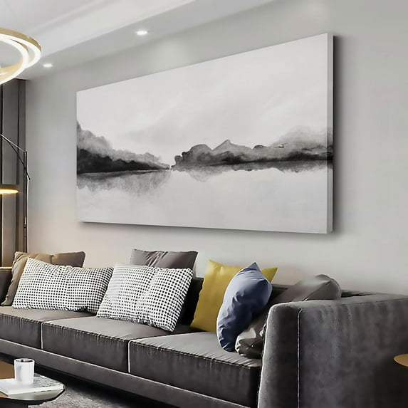 Canvas Abstract Wall Art Modern Minimalist Wall Art Black and Grey Wall ...