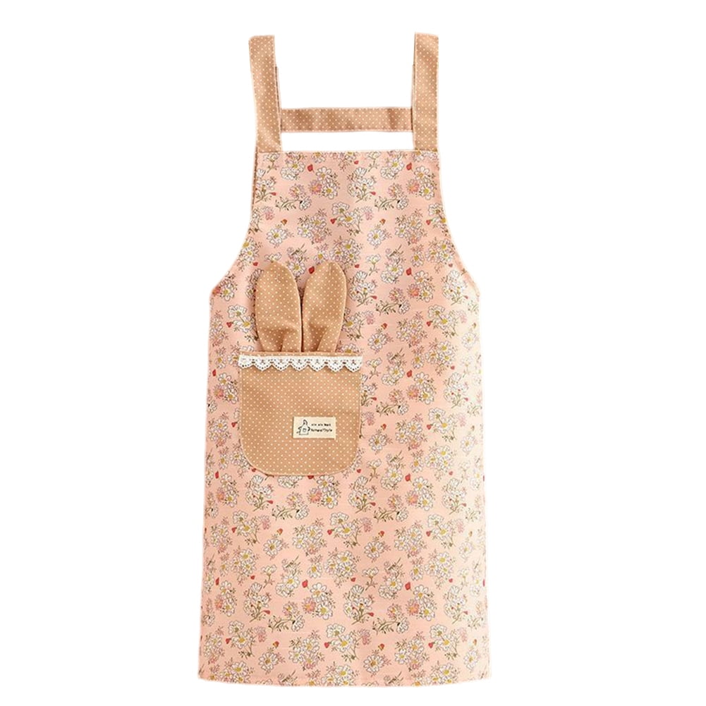 Canvas Apron Cartoon Rabbit Ear Design Sleeveless Bib Kitchen Coverall ...