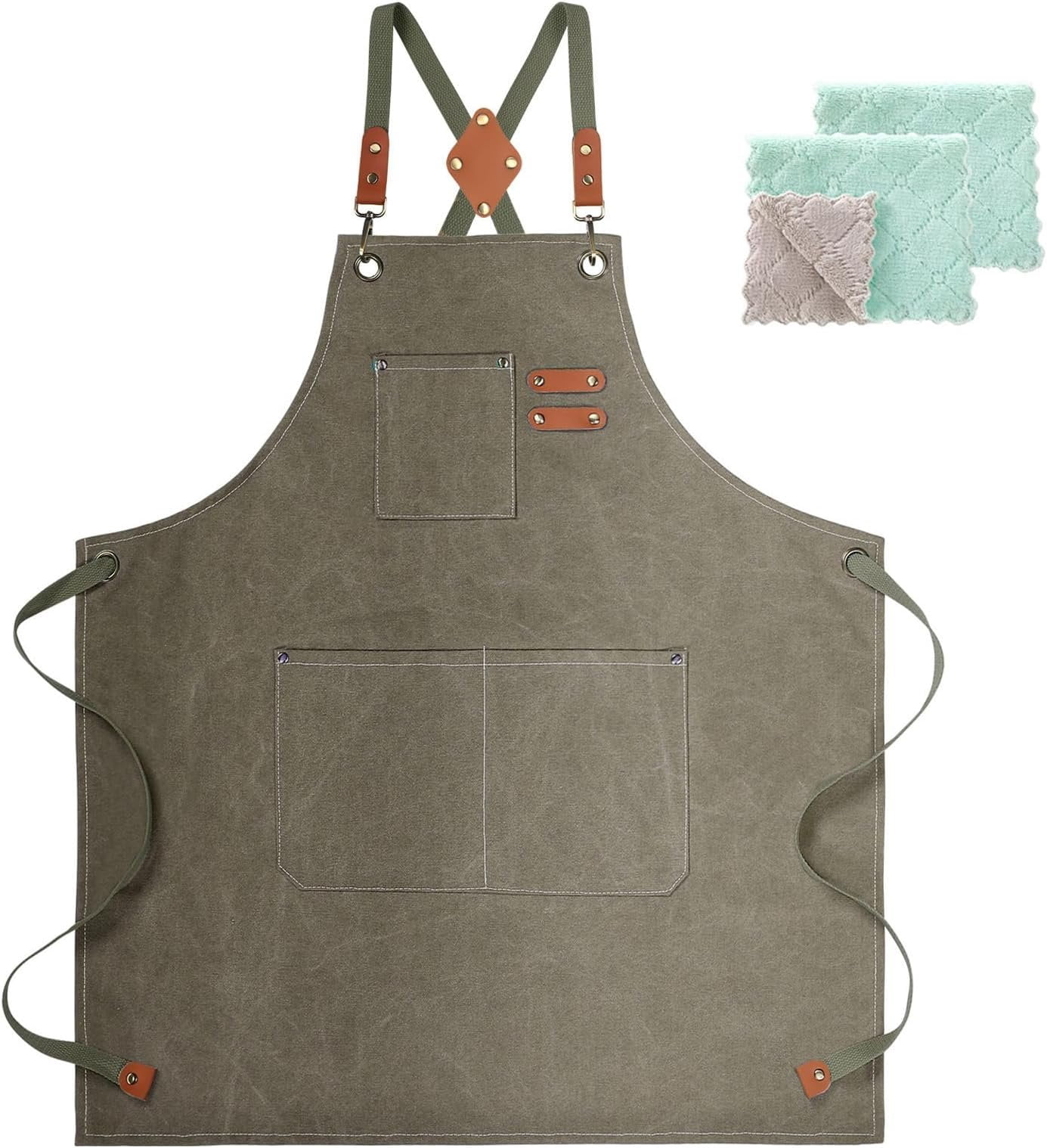 Canvas Apron for Men and Women,Chef Apron With Adjustable Strap and ...