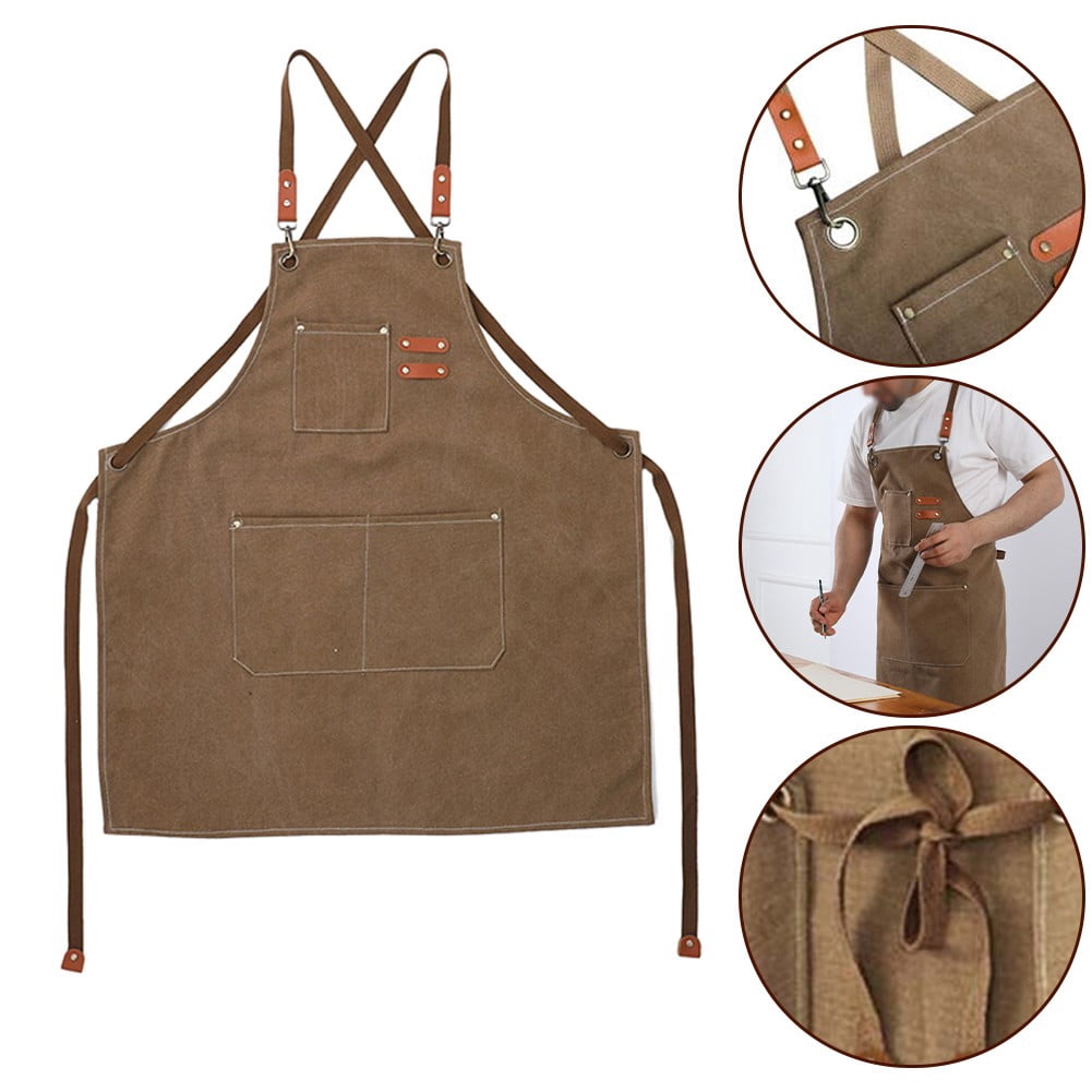 Canvas Aprons Thick Work Apron for Heavy Duty Woodworking Cooking Work ...