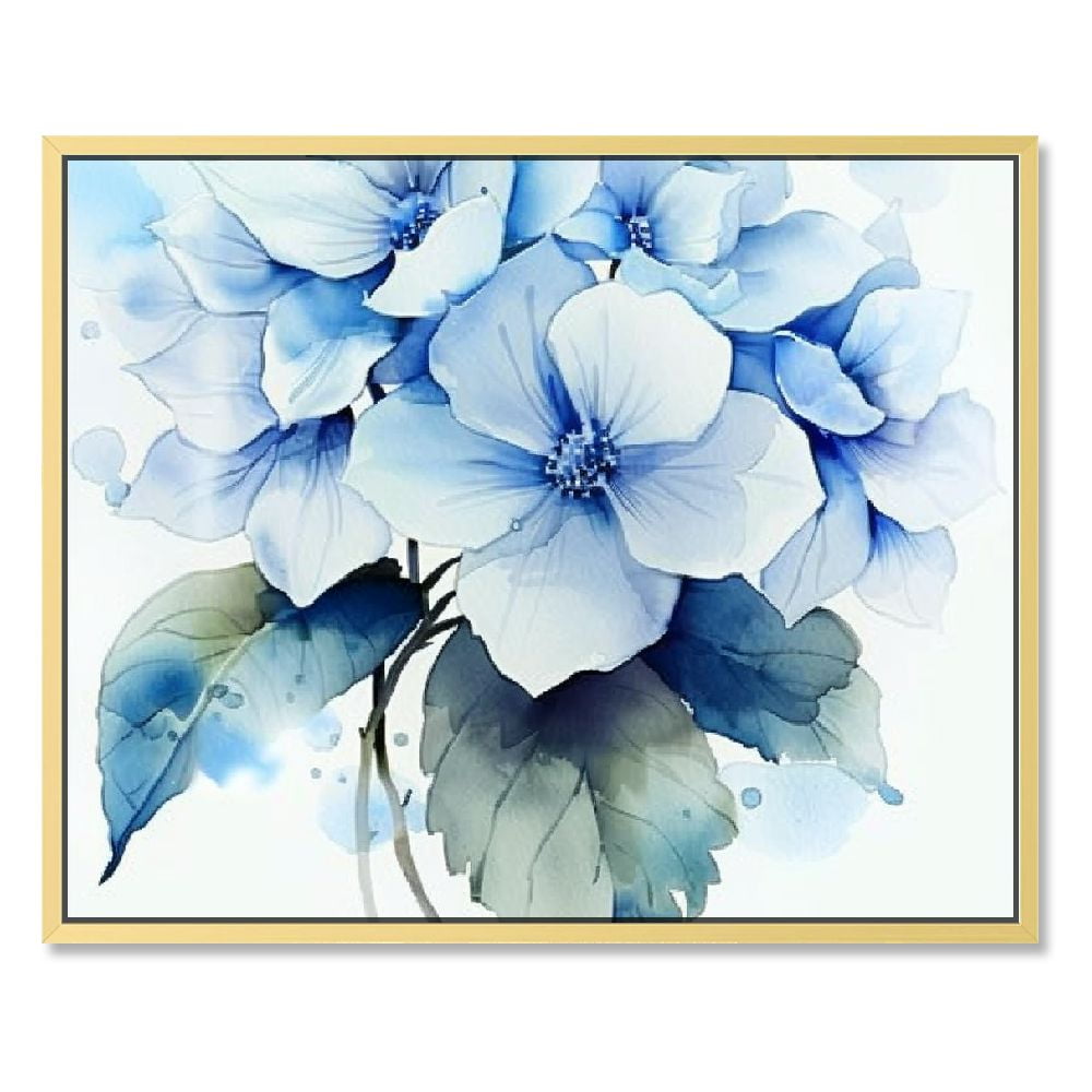 Canvas Art Blue Flower Abstract Wall Art Watercolor Plant Print Blue ...