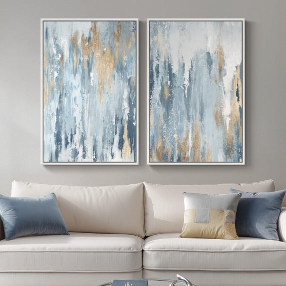 Canvas Art Prints Blue Flow 24" W x 36" H x 2Pcs Modern Minimalist Wall ...