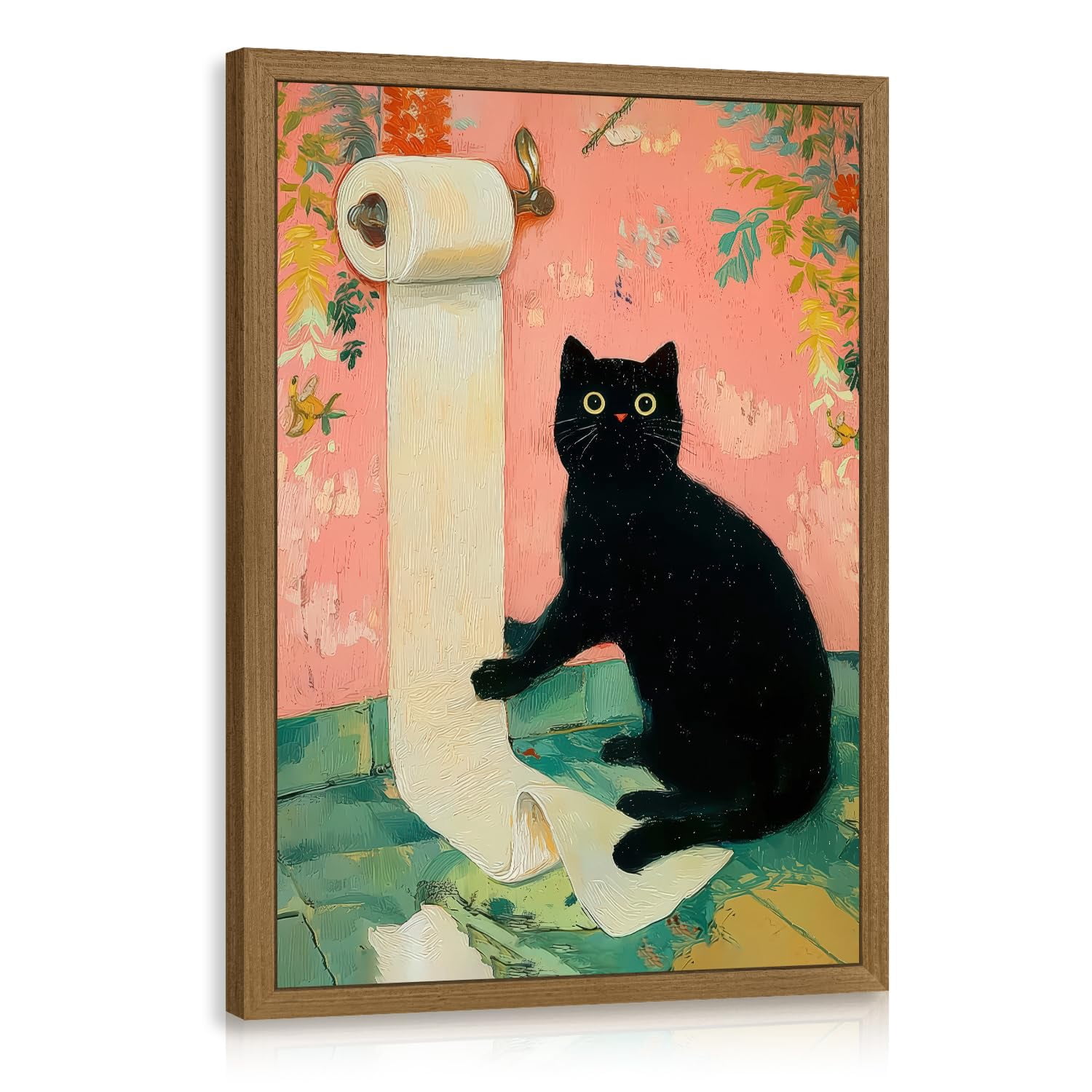 Canvas Art Prints, Cat-Framed-16"L x 12"W, Bathroom Wall Decor ...