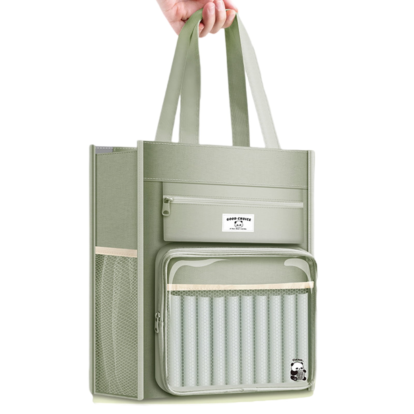 Canvas Book Organizers Bag Handheld School Book Bag 8 Compartments for ...