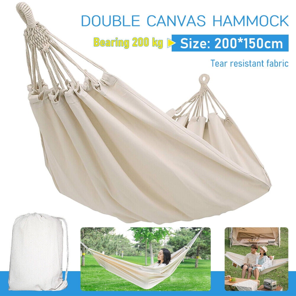 Canvas Camping Hammock 2 Person Double Chair Bed Hanging Swing Sleeping ...
