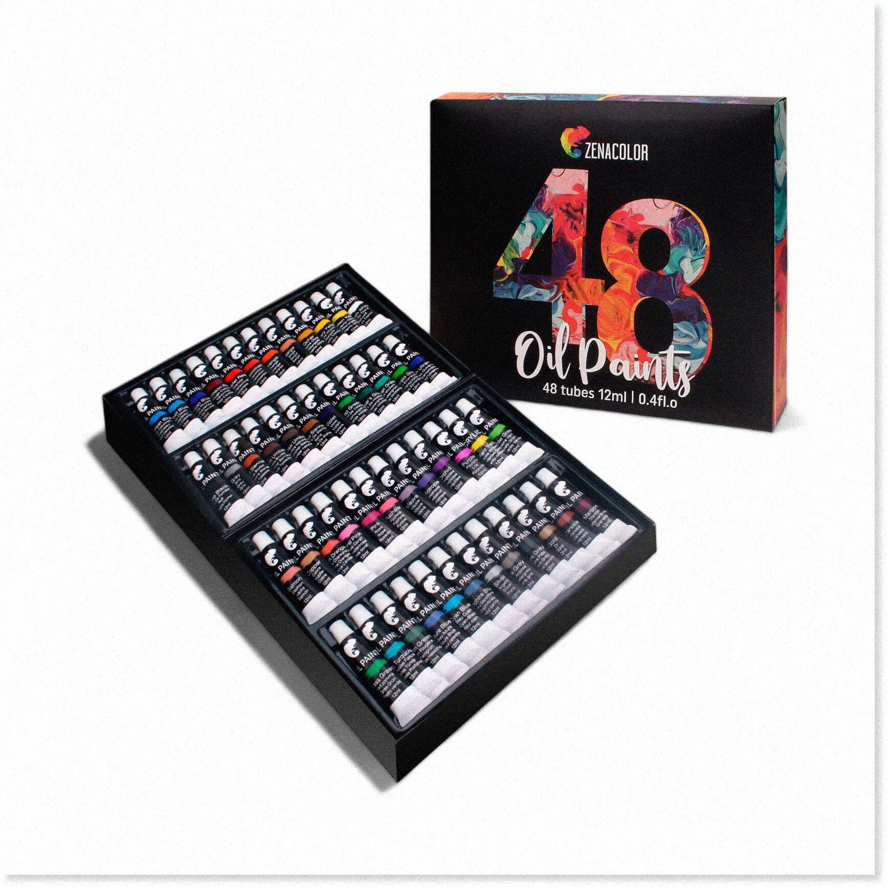 Canvas Colors 48-Pack: Vibrant 12mL (0.4oz) Tubes - Ultimate Paint Set ...