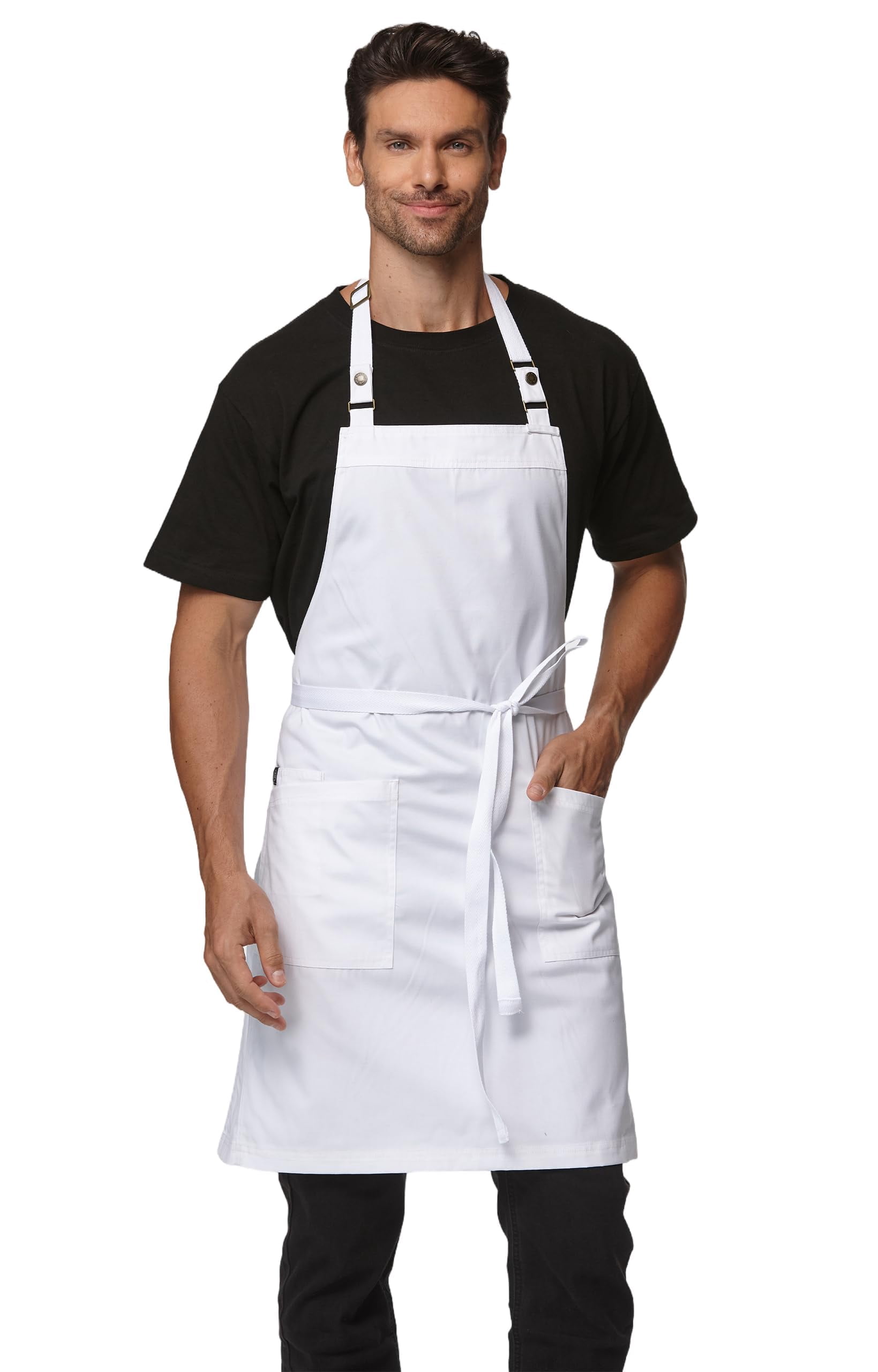 Canvas Cooking Apron White 1 Pack Professional Unisex Use - Walmart.com