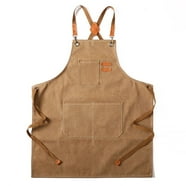 WHITEDUCK Men's Waxed Canvas Apron - Brown, 24oz, 7 Pockets, Cross Back Straps, for Workshop ...