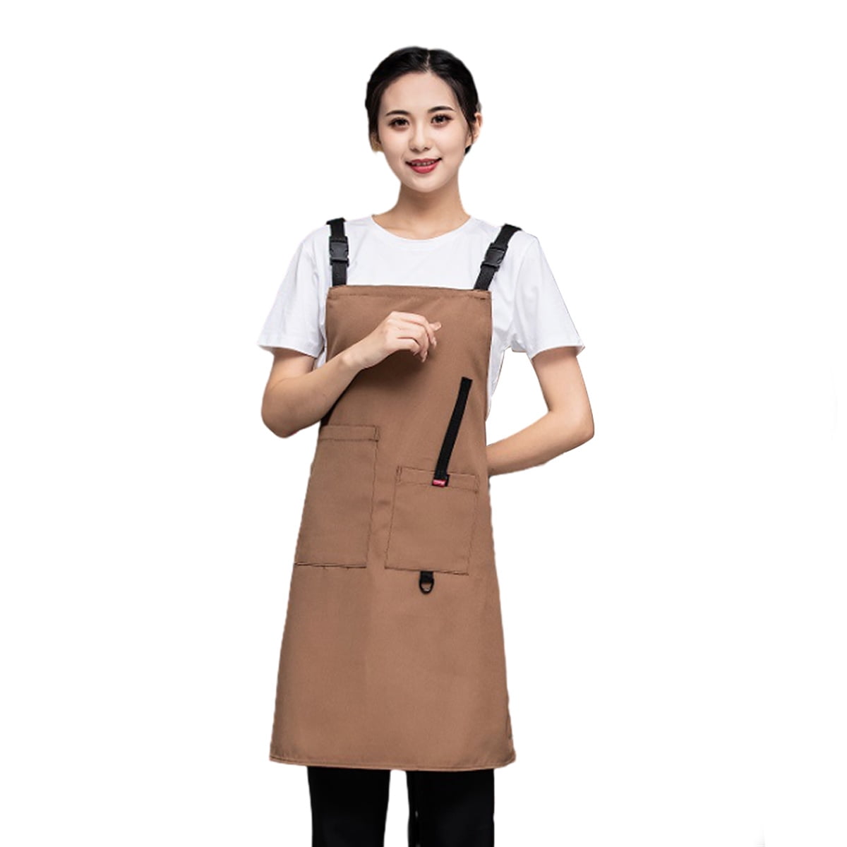 Canvas Cross Back Chef Cotton Aprons for Men Women with Large Pockets, Waterproof Canvas Work ...