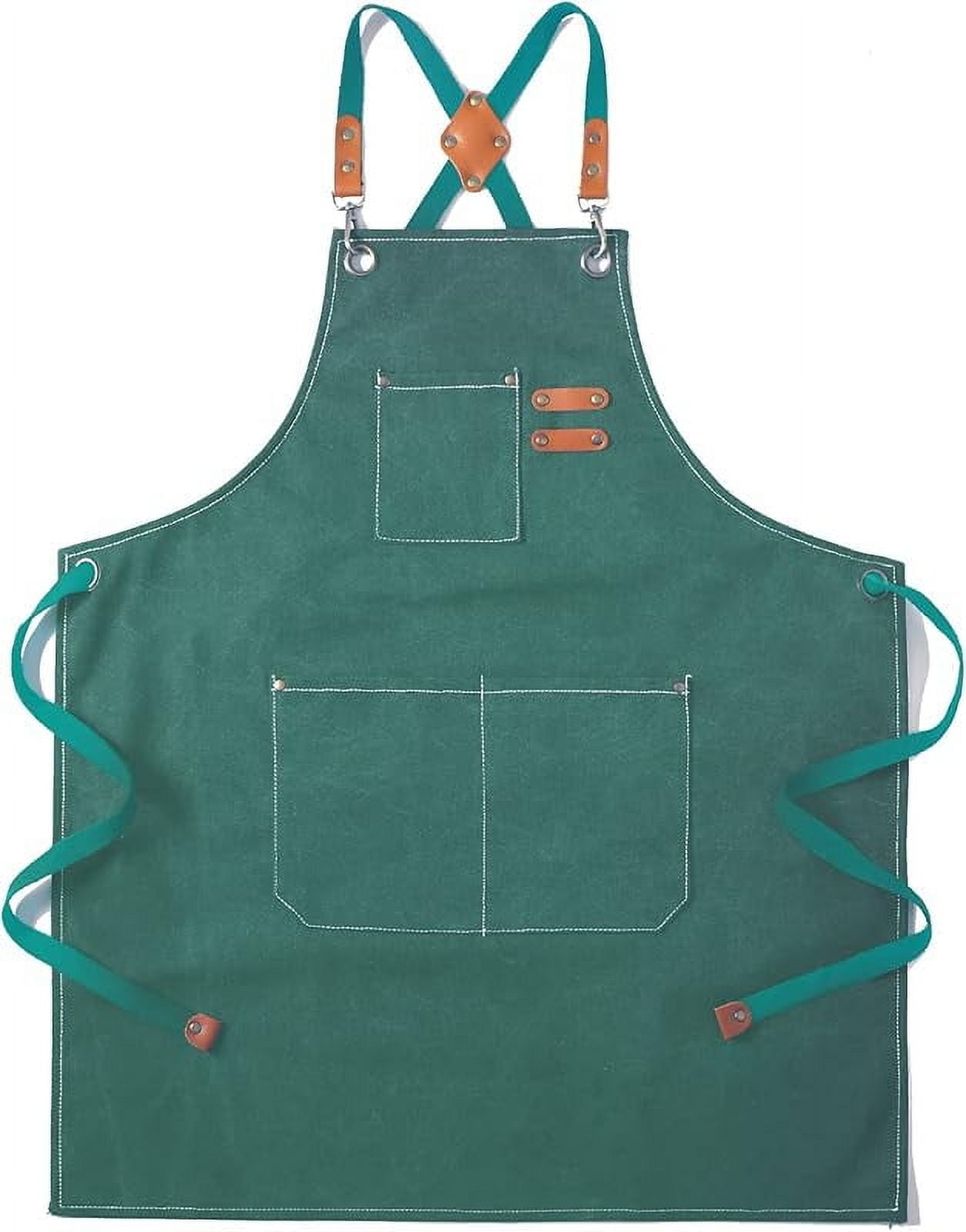Canvas Cross Back Chef Cotton Aprons for Men Women with Large Pockets ...