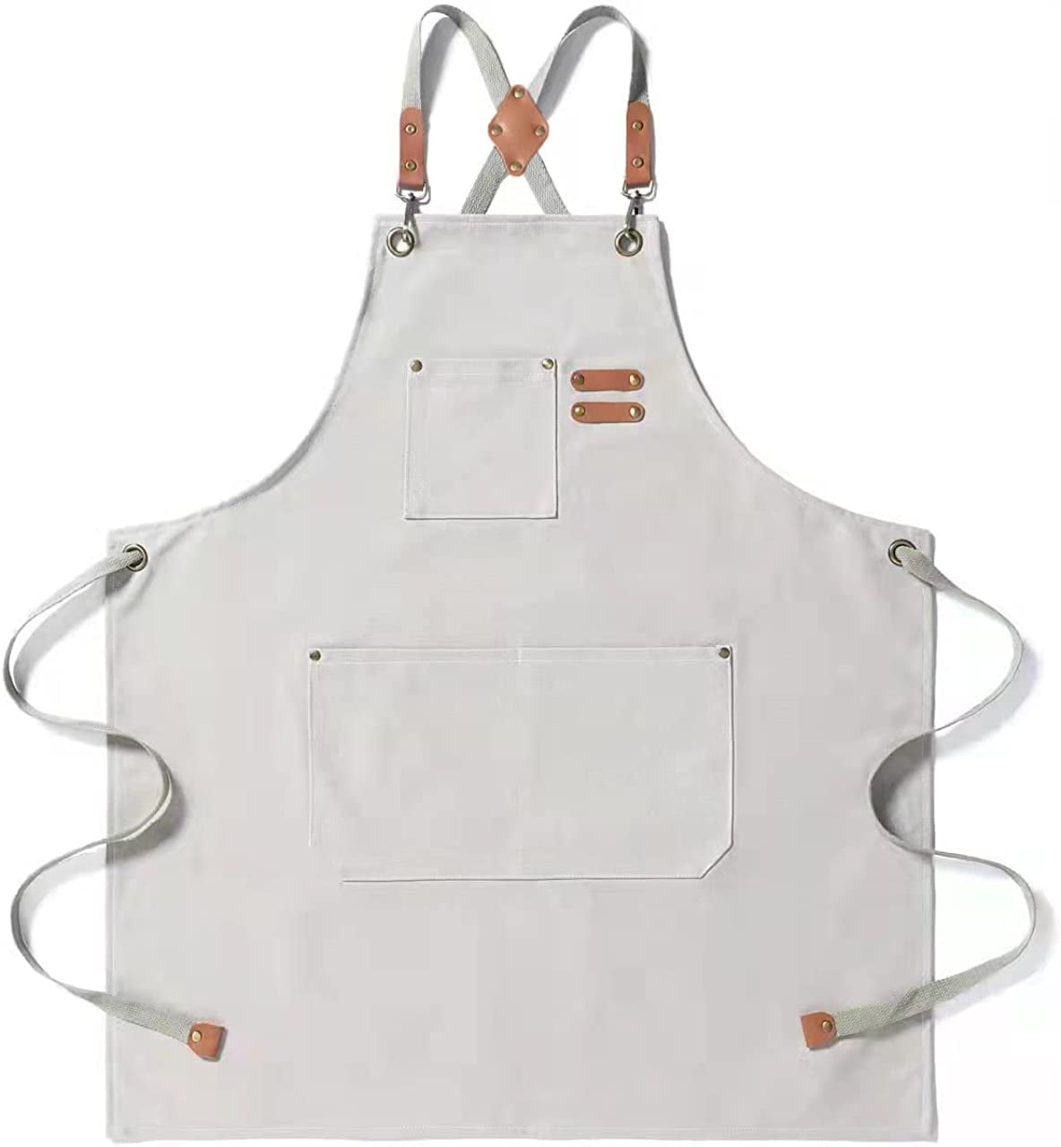 Canvas Cross Back Chef Cotton Aprons for Men Women with Large Pockets ...