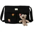 Canvas Crossbody Bag Messenger Cute Bag with Pins and Pendant for Women ...