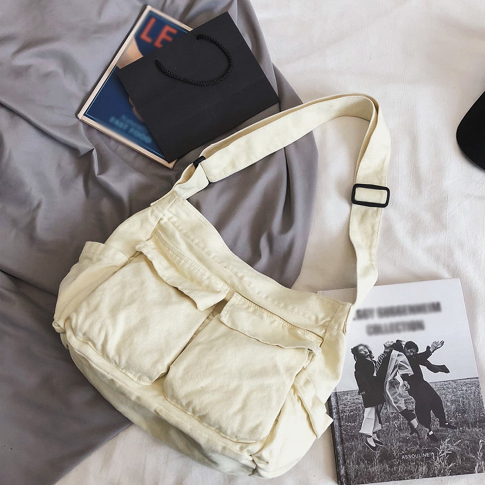 Canvas Crossbody Bag for Women & Men - Adjustable Shoulder Strap, 19 ...