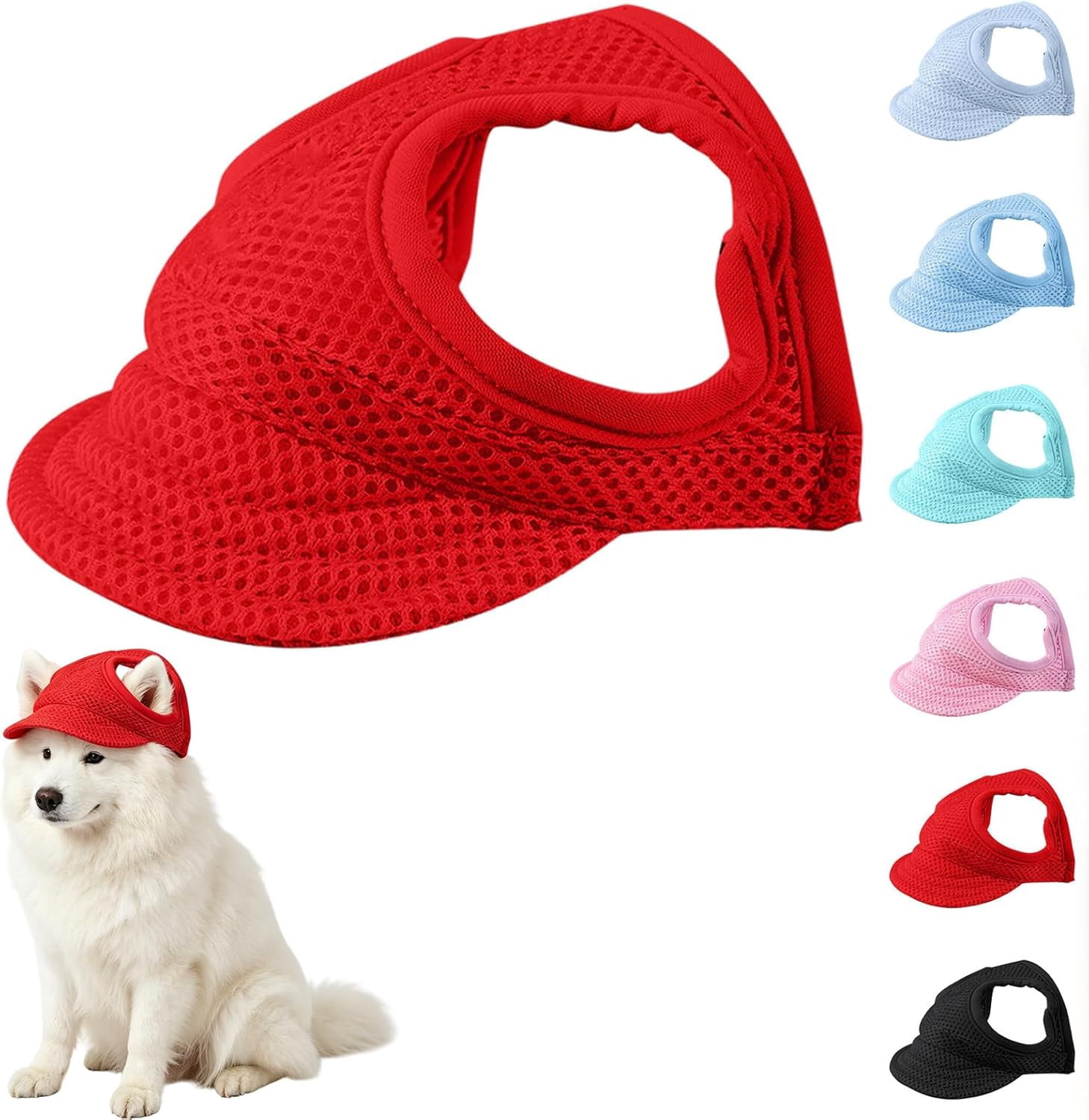 Canvas Dog Baseball Cap with Ear Holes, Adjustable Neck Strap Pet Sun ...