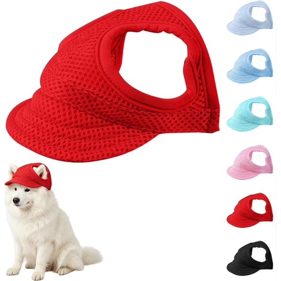 Canvas Dog Baseball Cap with Ear Holes, Adjustable Neck Strap Pet Sun ...