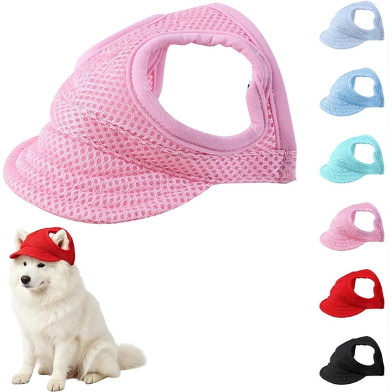 Canvas Dog Baseball Cap with Ear Holes, Adjustable Neck Strap Pet Sun ...
