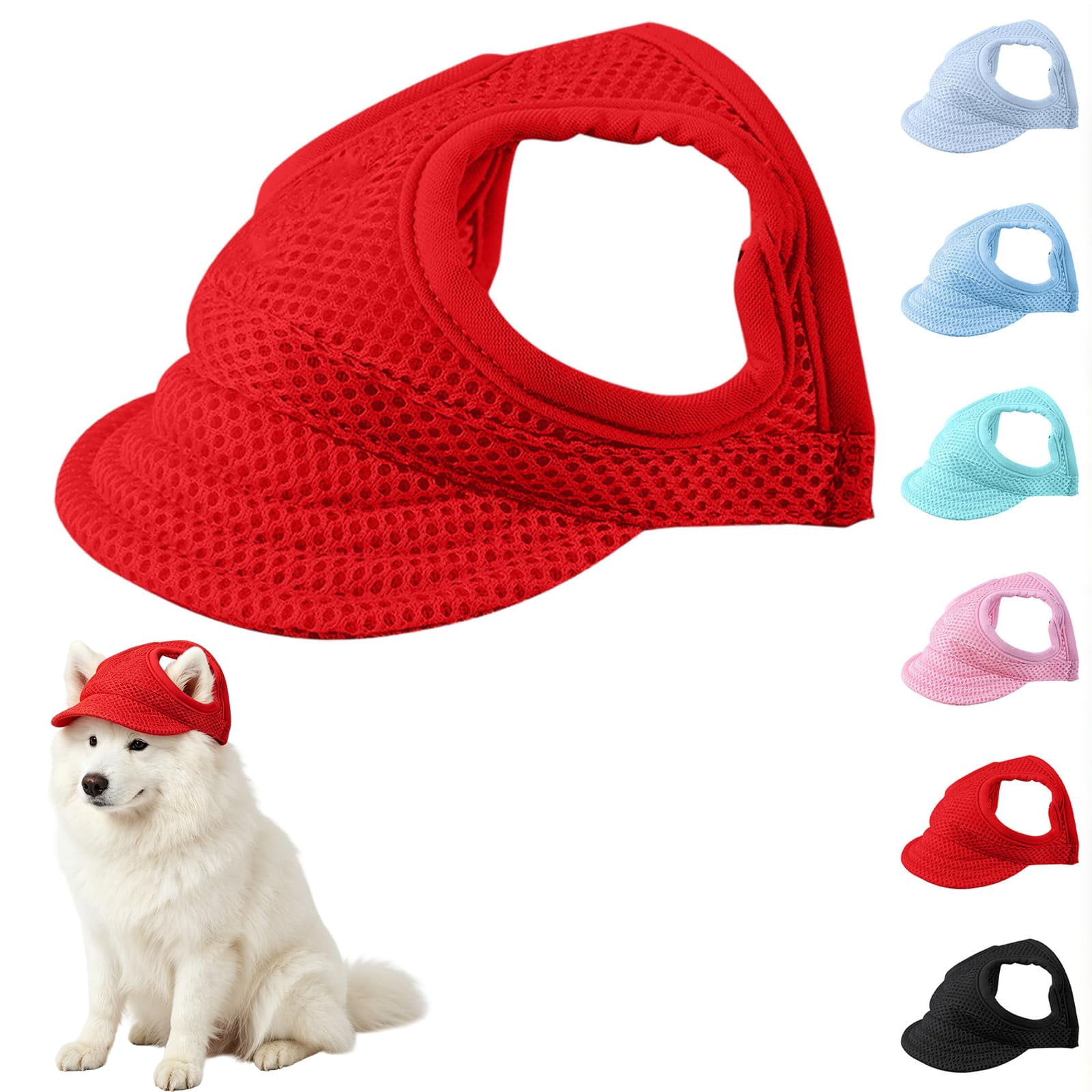 Canvas Dog Baseball Cap with Ear Holes, Adjustable Neck Strap Pet Sun ...