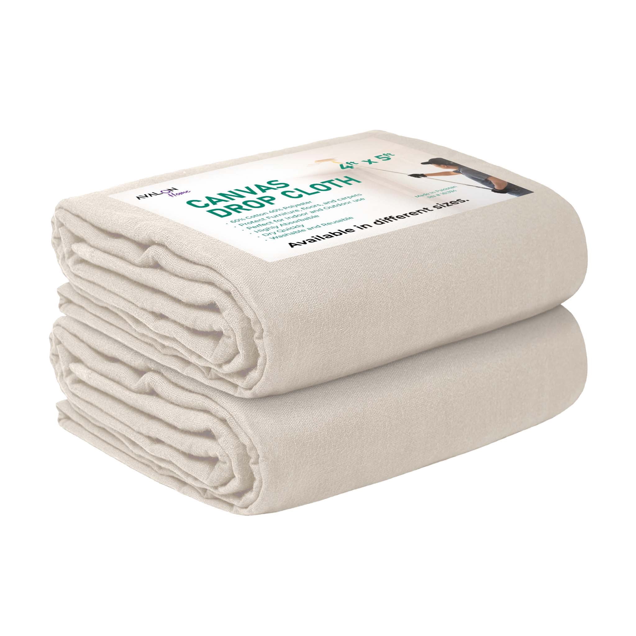 Avalon Home Canvas Drop Cloth 4x5 ft Pack of 2 - 8oz Painters Drop ...