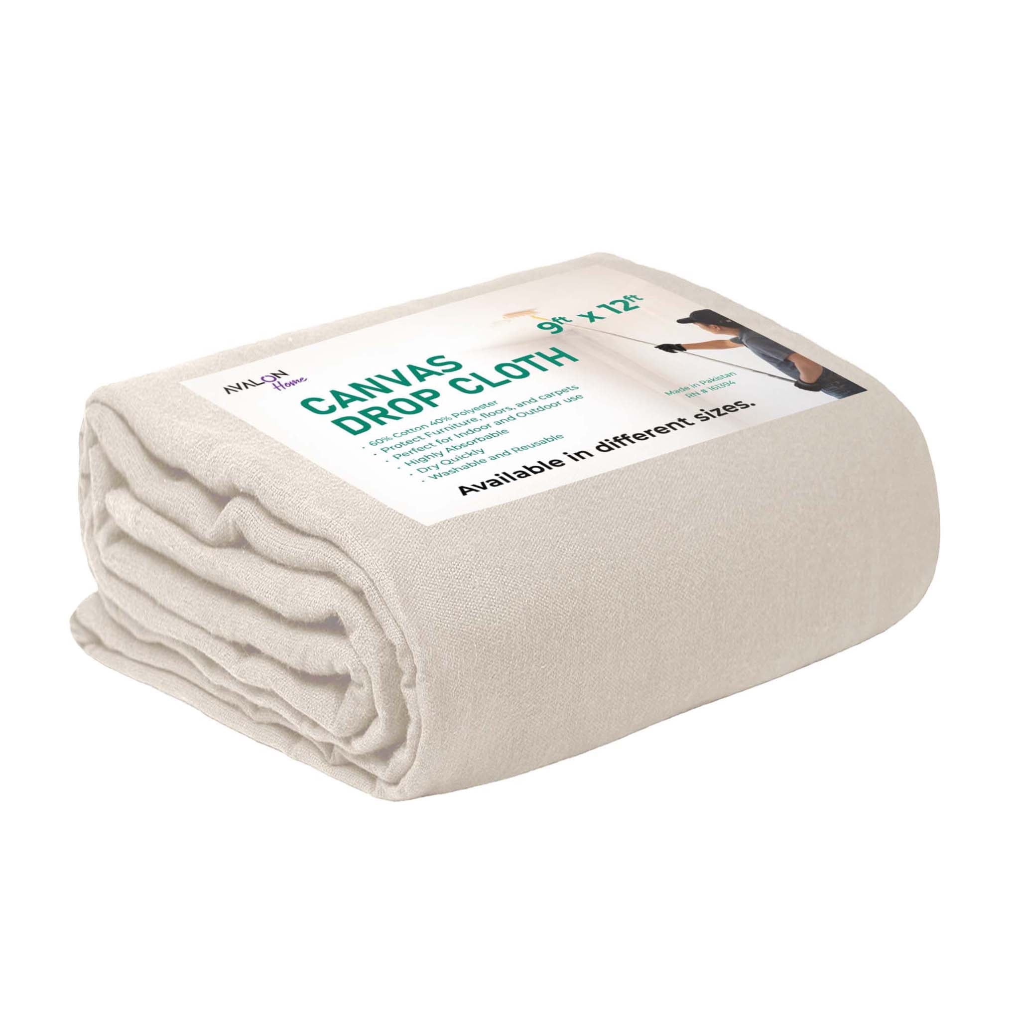 Avalon Home Canvas Drop Cloth 9x12 ft Pack of 1 - 8oz Painters Drop ...